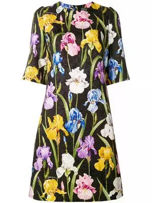 Dolce & Gabbana Floral Jacquard Midi Dress - Black