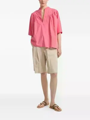 YVES SALOMON V-neck Poplin Blouse