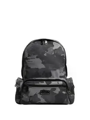 Dolce & Gabbana Camouflage Print Logo Plaque Backpack - Grey