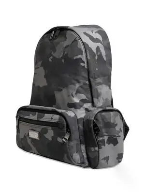Dolce & Gabbana Camouflage Print Logo Plaque Backpack