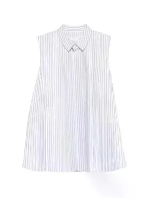Sacai Striped Print Sleeveless Pleated-back Top