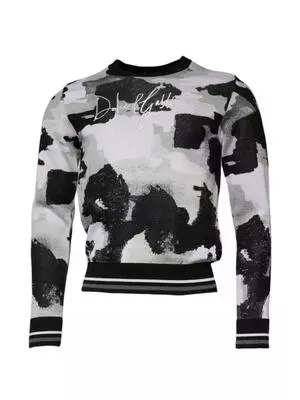 Dolce & Gabbana Camouflage Print Embroidered Logo Sweater - Black