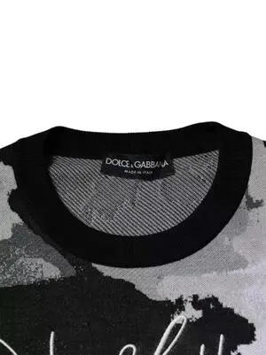 Dolce & Gabbana Camouflage Print Embroidered Logo Sweater