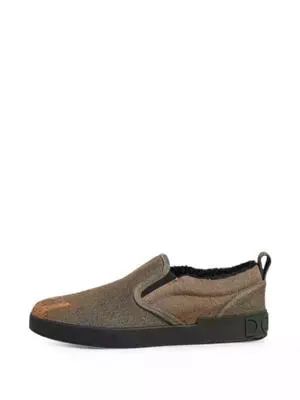Dolce & Gabbana Distressed Denim Slip-on Sneakers