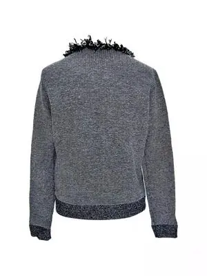 Moncler Down Jacket With Tweed Print And Raw-edge Trim