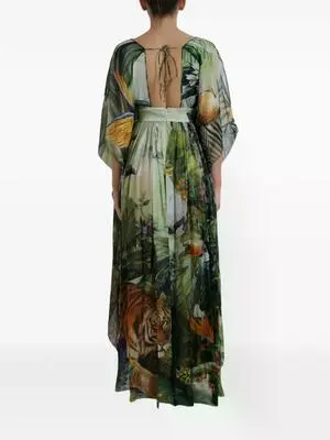 Dolce & Gabbana Jungle Print Silk Chiffon Maxi Dress