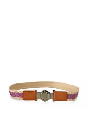 Gianfranco Ferre Hexagon Buckle Woven Belt - Neutrals