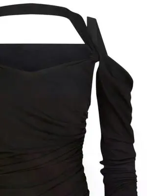 Attico Ruched Cold-shoulder Dress