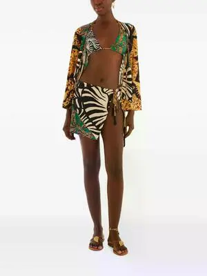 Farm Rio Mixed-print Tie-front Blouse