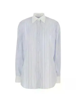THE ROW Striped Contrast Detail Shirt