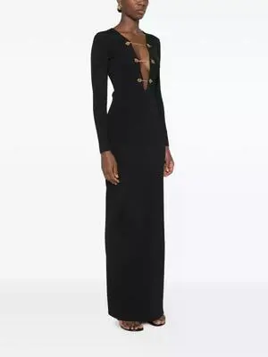 Elisabetta Franchi Ribbed Maxi Dress With Gold-tone Hardware