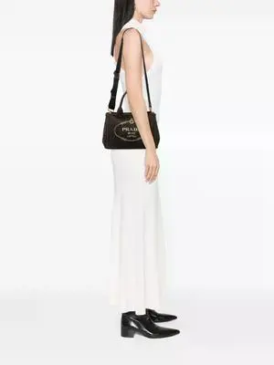 Prada Small Canapa Logo Satchel - Black