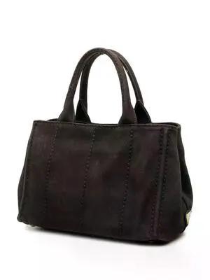 Prada Small Canapa Logo Satchel - Black