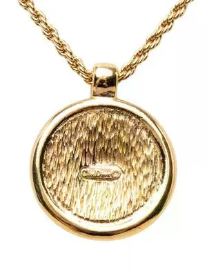 Dior Plated Enamel Logo Pendant Necklace - Gold