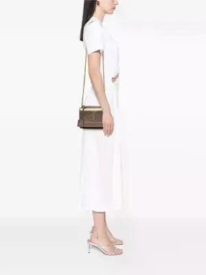 Saint Laurent Small Metallic Lizard Embossed Leather Monogram Sunset Crossbody Bag - Gold