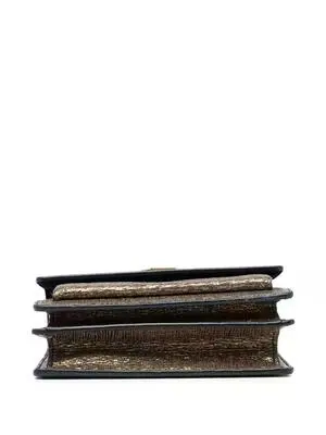 Saint Laurent Small Metallic Lizard Embossed Leather Monogram Sunset Crossbody Bag - Gold