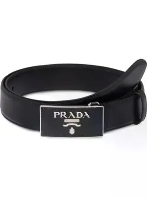 Prada Square Buckle Leather Belt - Black