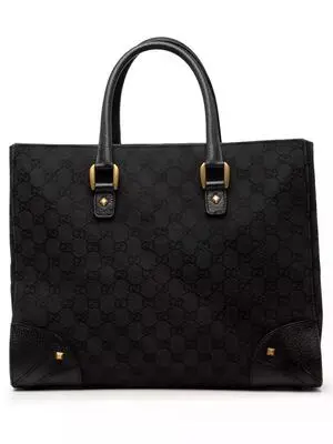 Gucci Gg Canvas Nailhead Handbag - Black