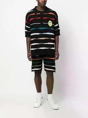 BARROW Intarsia-knit Logo Striped Shorts
