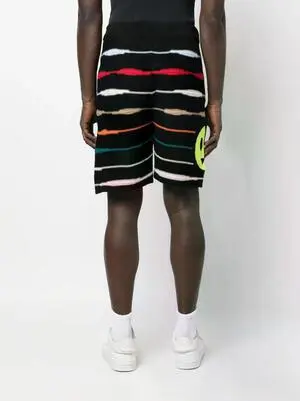 BARROW Intarsia-knit Logo Striped Shorts