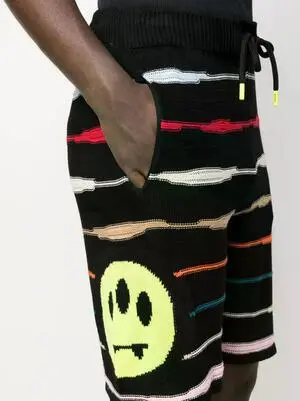 BARROW Intarsia-knit Logo Striped Shorts