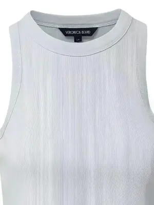 Veronica Beard Ribbed Racerback Cropped Tank Top - Blue