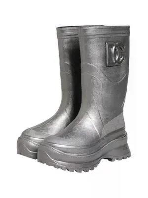 Dolce & Gabbana Metallic Logo Rain Boots