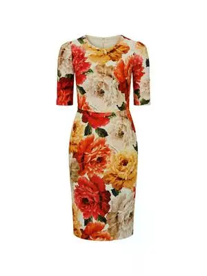 Dolce & Gabbana Floral Print Sheath Midi Dress