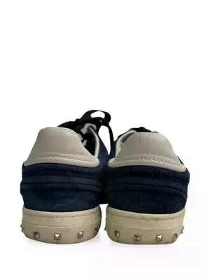 Valentino Garavani Navy Suede Flycrew Low-top Sneakers