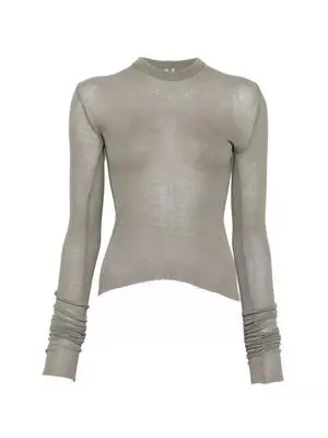 Rick Owens Cropped Ribbed-knit Hoodie