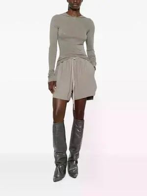 Rick Owens Cropped Ribbed-knit Hoodie