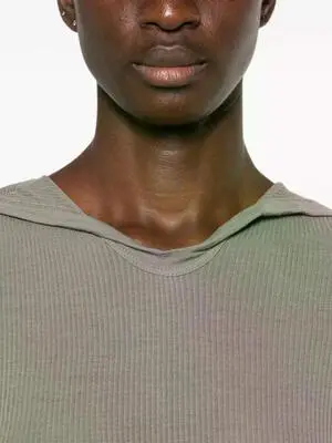 Rick Owens Cropped Ribbed-knit Hoodie