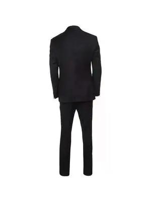 Giorgio Armani Wool Checked Single-breasted Suit - Blue