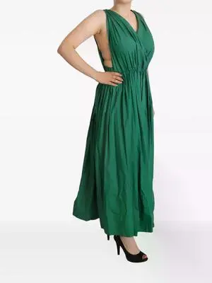 Dolce & Gabbana Pleated V-neck Maxi Dress