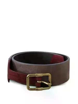 Gianfranco Ferre Wide Belt With Engraved Logo Buckle - Brown