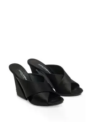 Dolce & Gabbana Satin Criss-cross Block Heel Sandals