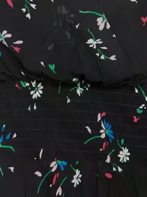 Maje Floral Print Tiered Midi Dress