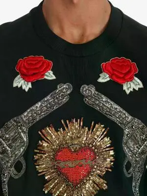 Dolce & Gabbana Sacred Heart Embellished Crew Neck Sweater