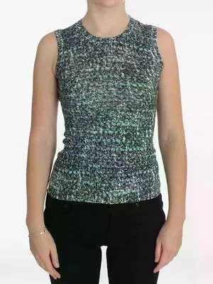 Dolce & Gabbana Abstract Print Sleeveless Fine Knit Top