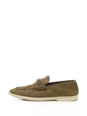 LOUIS VUITTON Suede Penny Loafers With Silver-tone Logo Plaque