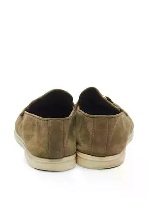 LOUIS VUITTON Suede Penny Loafers With Silver-tone Logo Plaque