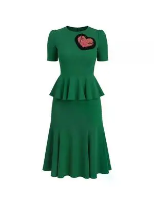 Dolce & Gabbana Heart Patch Peplum Midi Dress