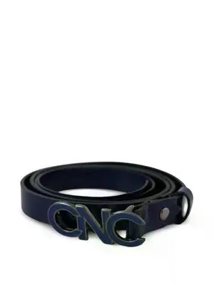Costume National Patent Leather Logo Buckle Belt - Blue