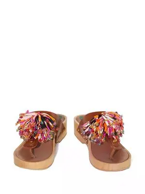 Emilio Pucci Birgitt Pom Pom Leather Platform Sandals
