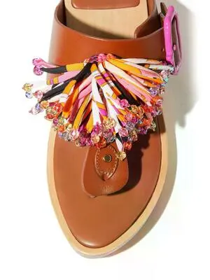 Emilio Pucci Birgitt Pom Pom Leather Platform Sandals