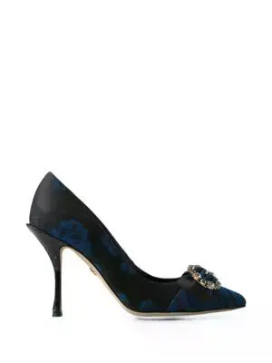 Dolce & Gabbana Floral Brocade Crystal Buckle Pumps