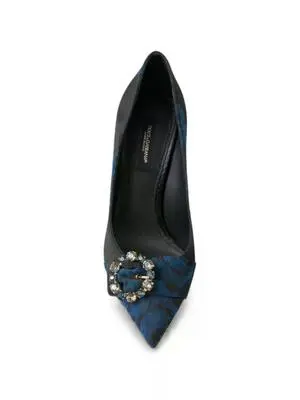 Dolce & Gabbana Floral Brocade Crystal Buckle Pumps