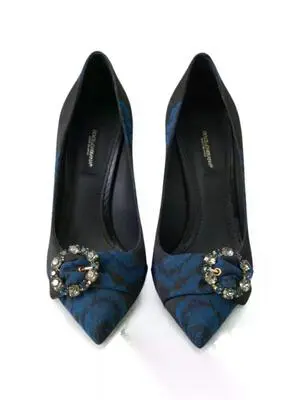 Dolce & Gabbana Floral Brocade Crystal Buckle Pumps