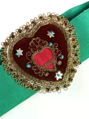 Dolce & Gabbana Embellished Heart Buckle Grosgrain Belt