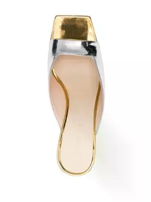 WANDLER Metallic Peep-toe Mules